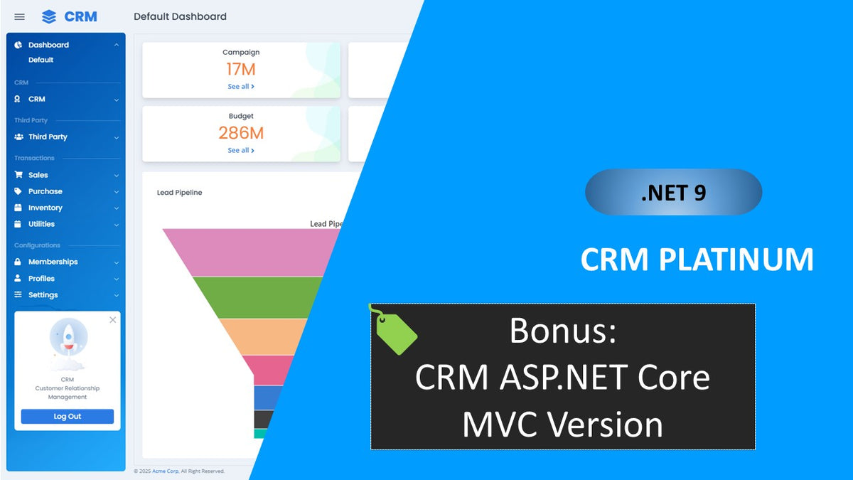 CRM Platinum - ASP.NET Core Razor Pages 9.x - Complete Source Code – INDOTALENT STORE