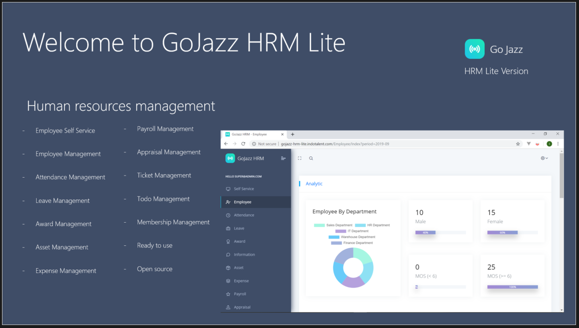 GOJAZZ - HRM System in ASP.NET Core 5.x.x MVC – INDOTALENT STORE